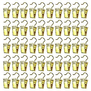 Hyamass 50pcs Metal Hook Clips Hanging Curtain Clip Hanger Wire Holder Home Decoration, Photos, Art Craft Display (Light Gold)