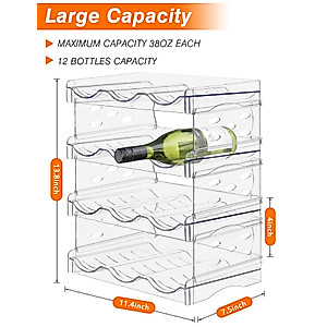 JUPELI Water Bottle Organizer, 4 Pack Stackable Cup Organizer for Cabinet, Plastic Tumbler Travel Mug Holder, Wine Drink Srack for Kitchen Countertop Freezer Pantry Organizers and Storage - Clear
