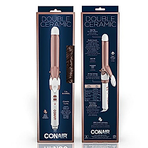 Conair Double Ceramic 1-Inch Curling Iron, 1-inch barrel produces classic curls – for use on short, medium, and long hair