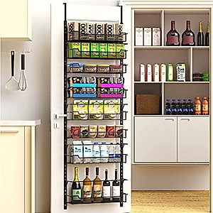 VyGrow Over the Door Pantry Organizer, 8-Tier Over the Door Organizer with Adjustable Hooks and Basket, Pantry Door Organization for Pantry Kitchen Storage Room Spice Rack
