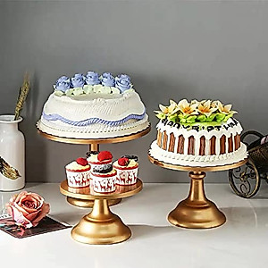 SUPERELE 3 Piece Gold Cake Stand Set for Dessert Table Display 12" Cupcake Holders 10" Round Iron Cake Stands for Baby Shower Wedding Birthday Party