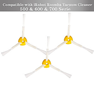 HyacGoaw Replaced Side Brushes (3- Pack) Compatible with iRobot Roomba 500 & 600 & 700 Series Vacuum Cleaner,3-Armed Side Brushes Compatible with iRobot Vacuum Cleaner 600 610 620 760 770 780