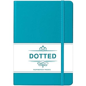 Artfan Bullet Dotted Journal Notebook - Dotted Grid Hard Cover Notebook, Index & Numbered Pages with Label, 5.25" x 8.25", Thick Paper with Inner Pocket & 2 Bookmarks, Faux Leather - Teal