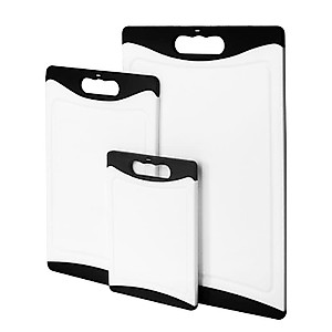 Cutting Board, Cutting Boards for Kitchen set of 3, Black Chopping Board Dishwasher safe, Easy Grip Non-slip Handle Border with Juicy Groove, Reversible, Chopping Food, Baking, Cooking Meat.