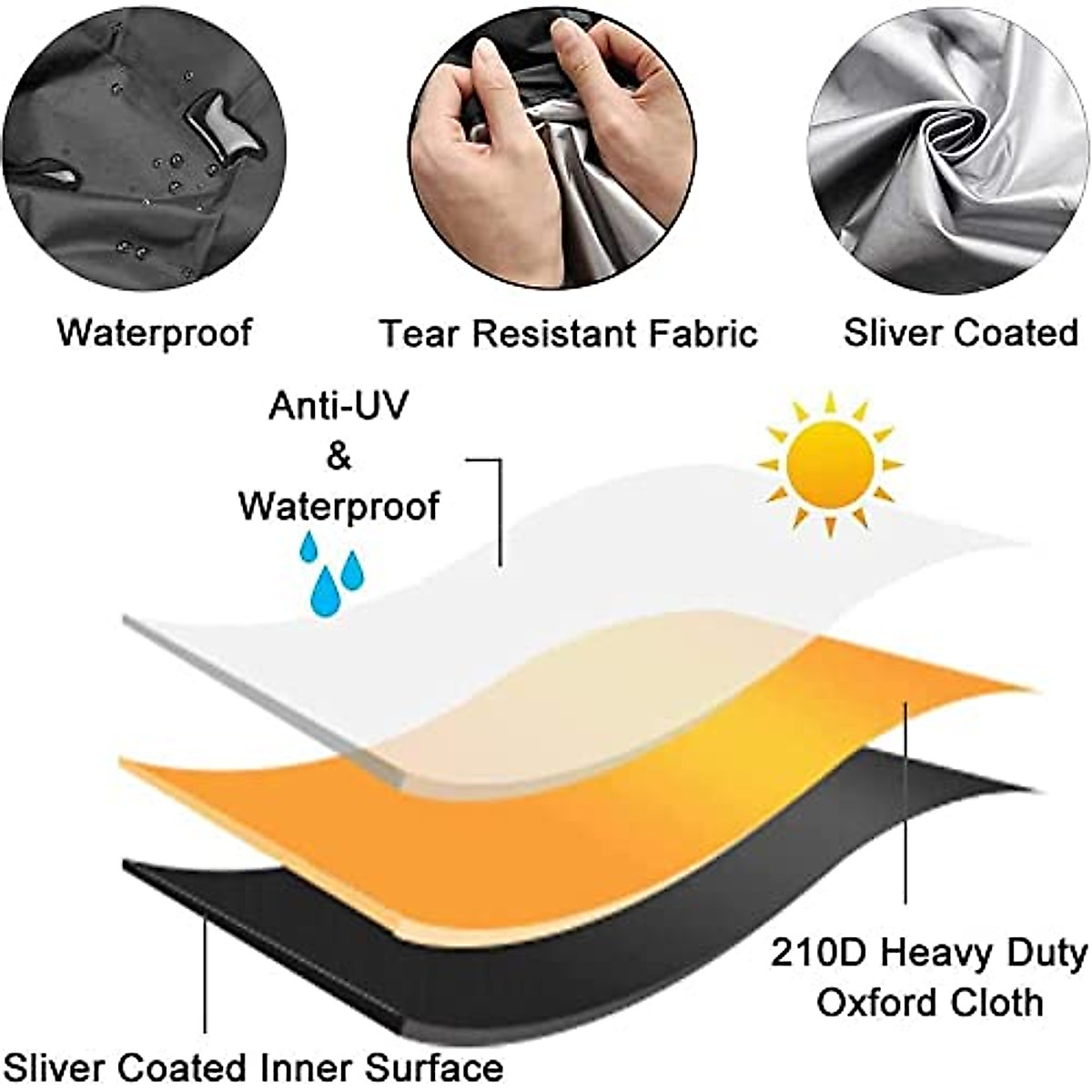 Skyour Lawn Mower Cover Waterproof Garden Ride-On Tractor Cover Outdoor Storage Dust Snow Rip-resistant Riding Lawn Mower Protector Covers (M: 69x43x43in)