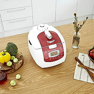 CUCKOO CRP-FA0610FR | 6-Cup (Uncooked) Pressure Rice Cooker | 11 Menu Options: Quinoa, Brown Rice & More, Voice Guide, Made in Korea | White/Red