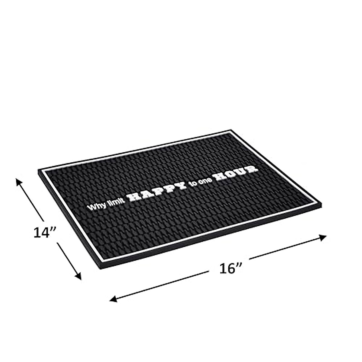 Premium Bar Mat - Non-Slip, Absorbent, and Multi-Purpose - Heavy Duty Commercial Grade Rubber - Dish Dry and Spill Mat for Kitchen or Cocktail Bar Countertops - Designed in USA - 16"x12"x0.4"-Black