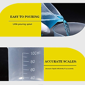 YXQ 6pcs 100ml Plastic Beakers Graduated Measuring Cup Labs Liquid Transparent Container