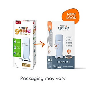 Diaper Genie Complete Diaper Pail (Blue) with Antimicrobial Odor Control | Includes 1 Diaper Trash Can, 1 Refill Bags, 1 Carbon Filter