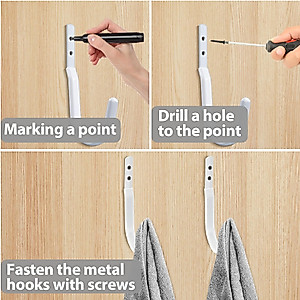 Dapute 6 Pack Wall Hooks for Hanging Coat and Towel, Heavy Duty Utility Coat Hooks,Large Metal J Hooks for Hanging Coat,Towel,Backpack,Robe,Bags,Coffee Mug,Hat(4.8"×2.7"),Screws Included