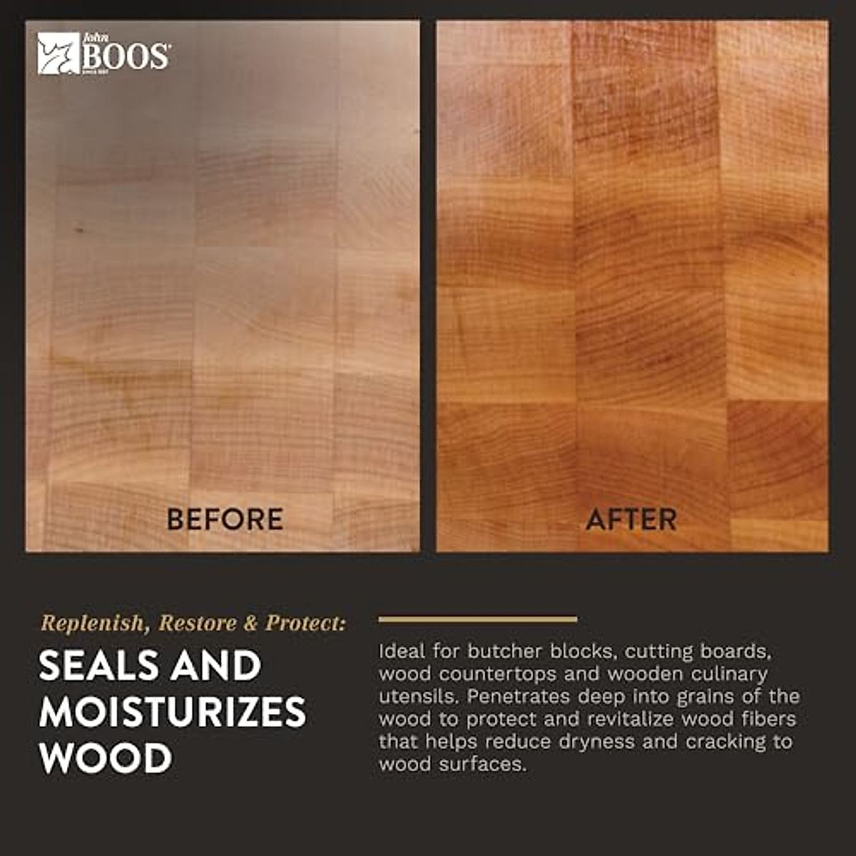 John Boos 16 fl oz Oil & Applicator Wooden Cutting Board Care Set (Open Box)