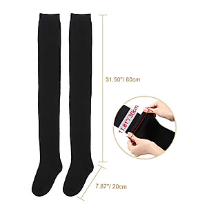 SATINIOR Extra Long Socks Thigh High Cotton Socks Extra Long Knee Boot Stockings for Women (Black)