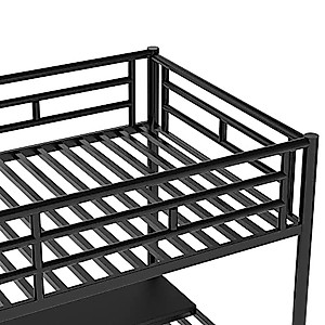 SOFTSEA Twin Metal Loft Bed with Stairs for Juniors High Loft Bed with Desk for Boys and Girls for Small Space, No Box Spring Needed