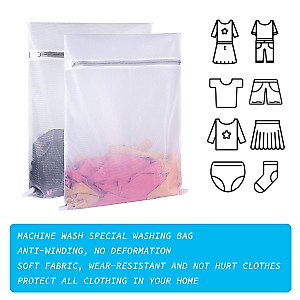 SUERIV Mesh Laundry Bags,Laundry Bags Mesh Wash Bag for Washing Machine-Supper Zipper Net Laundry Bag,Lingerie,Sweater,Garment,Undergarment Large Size(16 x20 inch),Pack of 4