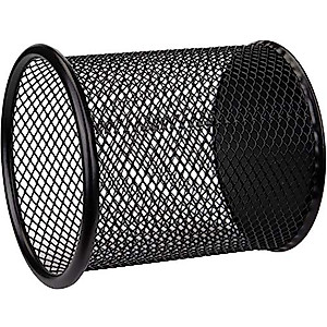 Nicunom 12 Pack Metal Pen Holder Mesh Pencil Holder Desk Organizer Mesh Round Pen Cup Pencil Cup for Desk Office Pen Organizer, Black