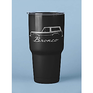 Maddmax Car Art 1966-77 Ford Bronco Truck 30 oz Stainless Steel Tumbler w/Clear Lid (black)