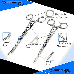 OdontoMed2011® Ultimate HEMOSTAT Set, 8 Piece Ideal for Hobby Tools, Electronics, 7.25", 5.5", 5", 3.5" ODM