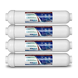 T33 Inline Coconut Grade Activated Carbon Pre/Post Membrane Filter for Taste and Odor Reduction WELL-MATCHED with AICRO, K2533JJ, FT15, IC-100A (Set of 4)