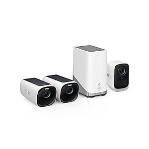 eufy Security eufyCam 3 2-Cam Kit, eufyCam 3C add on Security Camera Outdoor Wireless, 4K Camera with Integrated Solar Panel, Face Recognition AI, Expandable Local Storage up to 16TB, No Monthly Fee