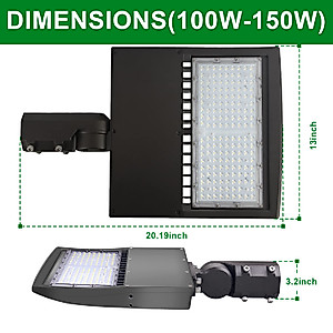 OSTEK LED Parking Lot Lights 100W LED Shoebox Street Pole Lighting, Waterproof 14000LM Outdoor Commercial Area Road Lighting 5000K 100-277V DLC UL (Adjustable Slip Fitter Bracket, 100W - 5000K)