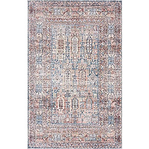 Hauteloom Holi Serie - Sur Machine Washable Oriental Persian Living Room Kitchen Area Rug - Vintage - Red - 2'7"x4'