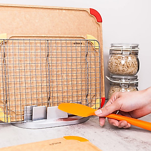 Elihome Cutting Board Rack Chopping Board Organizer Pot Pan Lids Holder Thin Bakeware Baking Tray Drying Display Stand Kitchen Countertop Cupboards Cabinet Office Sturdy Metal