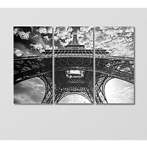 Eiffel Tower in Black White Canvas Print 3 Panels / 36x24 inches