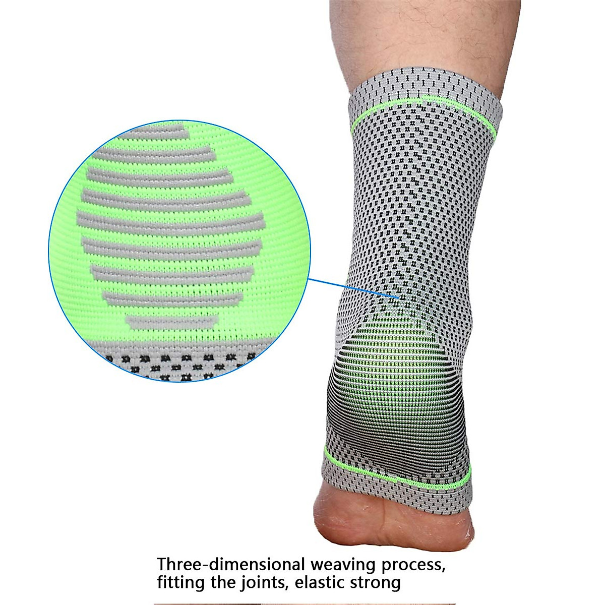 Ankle Support Sleeve, Sport Elastic Ankle Compression Brace Sleeve Socks, Man Woman Ankle Protector for Arthritis Pain Relief Ligament Damage Injury Recovery Plantar Fasciitis Heel Spurs, 1 Pair (S)