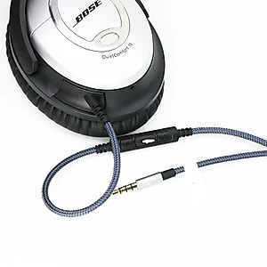 Audio cable with in-Line Mic remote volume compatible with Bose QC15 QC25 QuietComfort 15, QuietComfort 2 headphone and compatible with iphone ipod ipad apple devices