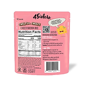 4Sisters - Organic Ready to Eat Rice - Chelsea Cheese - Kid Friendly Pouch - Sustainably Grown - Women Owned - 6 oz.