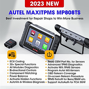 Autel MaxiPRO MP808TS TPMS Scanner: 2023 of MP808BT, TS608, ECU Coding, Active Tests, 31+ Services, AutoVIN, Full TPMS Features with 315+433MHz MX-Sensor, Access AutoAuth for FCA SGW
