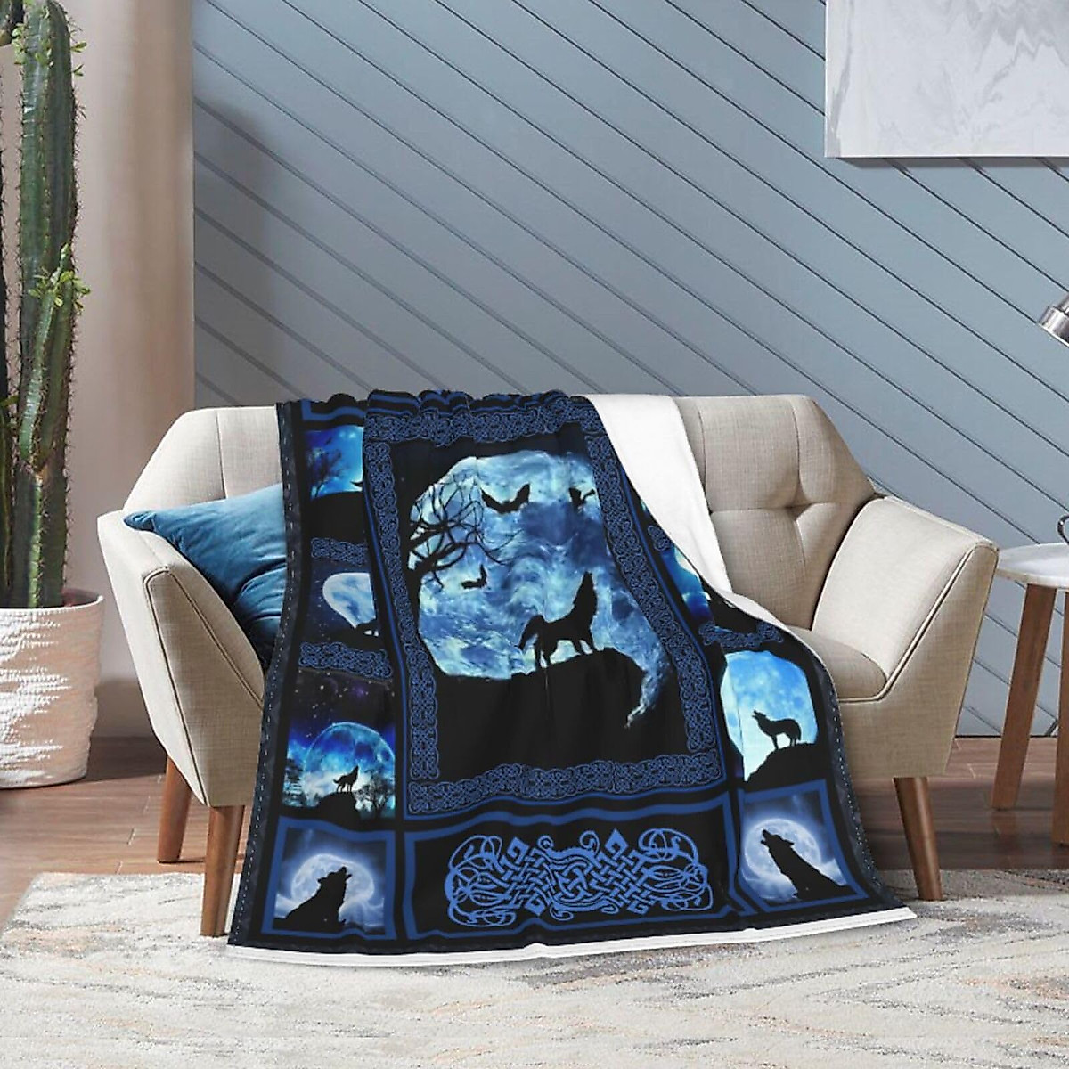 Wolf Blanket for Boys Man Wolf Throw Blanket Soft Warm Fleece Flannel Wolf Animals Theme Blanket Gifts for Girls Woman Adults Teenager Couch Sofa Bed 50"X40"