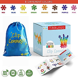 Clip Connect 100 Pieces | Diameter 1.5", Interlocking Solid Plastic Building Blocks Set Early STEM Educational Toy for Preschool Kids Boys and Girls, Promotes Fine Motor Skills & Sensory Development