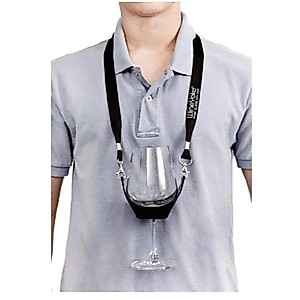 WineYoke Party Time Hand Free Wine Glass Holder Necklace - Set of 4 (BLACK)