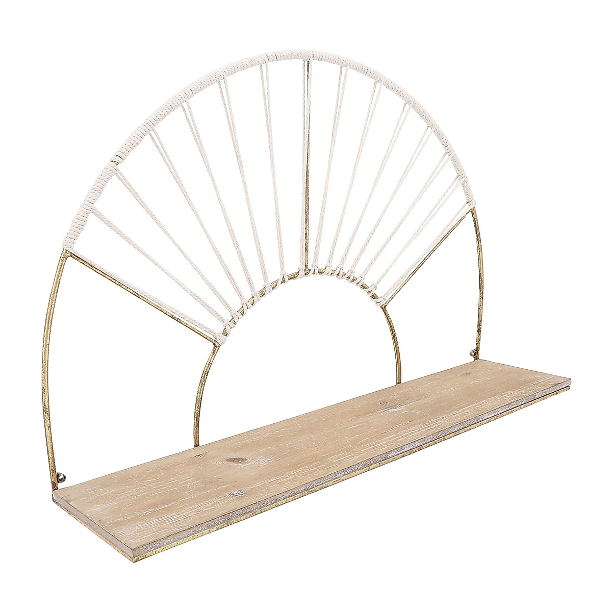 Sagebrook Home Circle Iron Wall Storage Arched Shelves Interior Wall Shelf Decor Display, Hanging Decorative Wall Organizer for Home, Kitchen, Bedroom, Living Room, 16" H, Gold Set of 2