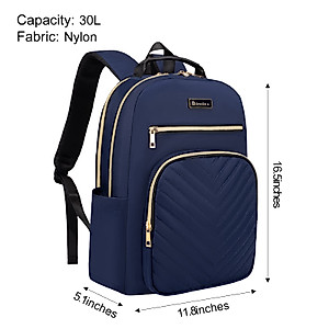 Bonioka Laptop Backpack for Women, Laptop Bag Travel Backpacks for Work Travel 15.6 Inch with USB Charing Port Luggage Strap Blue