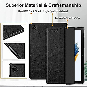 SAMSUNG 2022 Galaxy Tab A8 10.5 Inch 32GB Wi-Fi + Cellular 4G GSM Unlocked Long-Lasting Battery, Touchscreen International Tablet Bundle – MDTec Hard Back Tri-Fold Cover Case and 64GB SD Card (Gray)