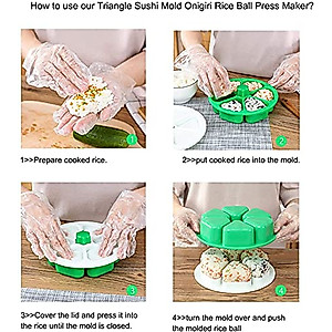 Sunormi 6 Cavity Triangle Sushi Mold Onigiri Rice Ball Press Maker Non-stick Sushi Maker Tools For Seaweed Cilantro Rice Balls