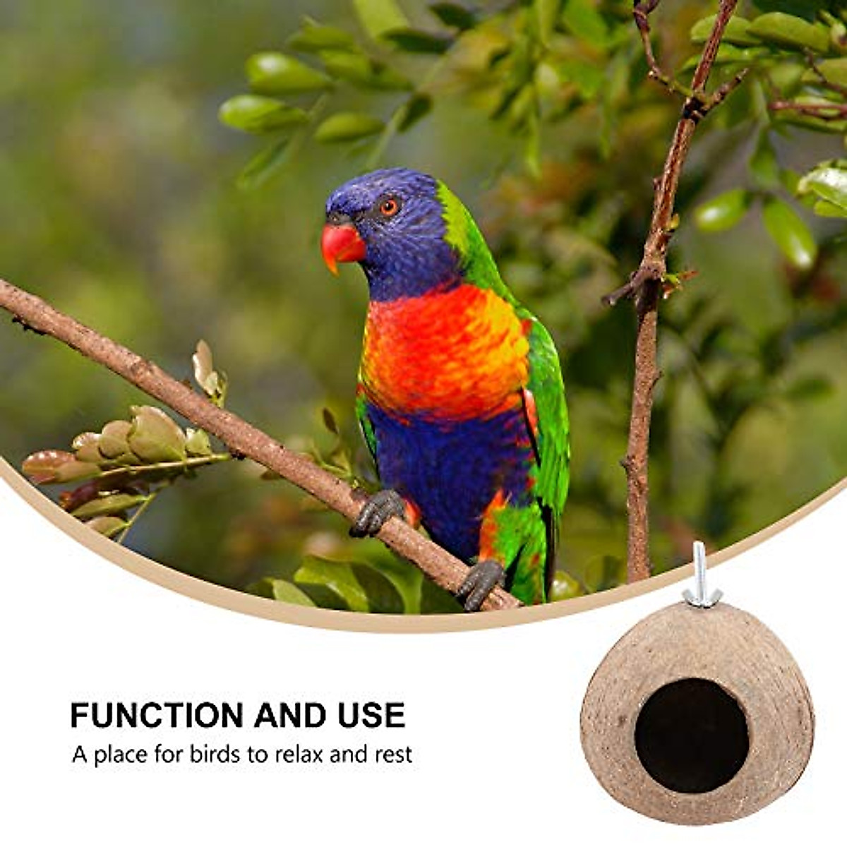 POPETPOP 1Pc Handmade Bird Nest Creative Coconut Shell Bird House Garden Decoration-Pet Supplies