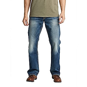 Silver Jeans Co. Men's Zac Relaxed Fit Straight Leg Jeans, Medium Indigo SJB380, 38W x 32L