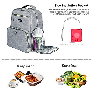 Breast Pump Backpack Diaper Bag - Multi-Function Cooler and Moistureproof Bag for Mother Baby Bottle Breast Milk Pump Mommy Outdoor Working Backpack with Insulation Pocket (Grey)