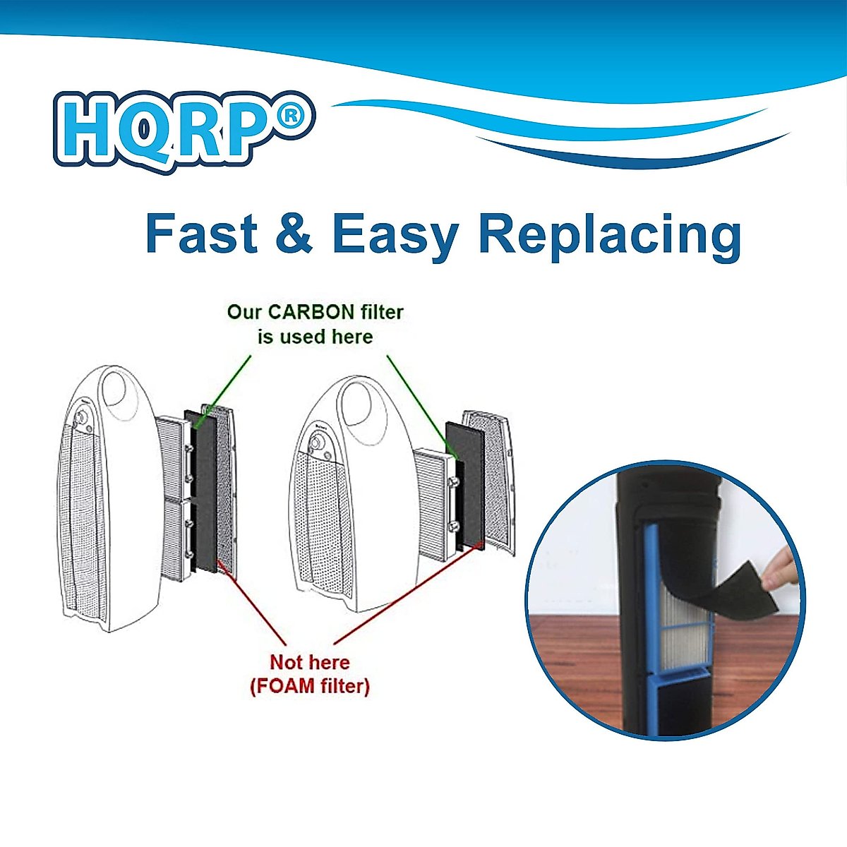 HQRP 4-pack Carbon Filter compatible with Holmes HAPF30 / AER1 series HEPA Filters HAPF30CS, HAPF300, HAPF300D, HAPF30AO, HAPF300AH, HAPF30AT