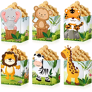Jungle Safari Birthday Decorations Jungle Theme Popcorn Boxes Animal Popcorn Treat Boxes Popcorn Containers Jungle Theme Party Decoration Supplies Animal Party Baby Shower Favors Set of 24