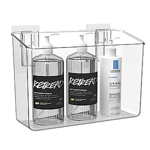 vacane Plastic Over Cabinet Door Organizer, Adhesive Mount Storage Organizer Container Makeup Organizer Hanging Basket Bins For Craft Room, Pantry, Office, Space Saving Holder for Kitchen Bags-L