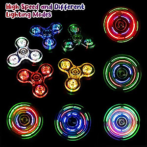 FIGROL 2 Pack Fidget Spinners｜LED Light Up Crystal Fidget Spinners for Children｜Glow in The Dark Goodie Bag Stuffers Classroom Prizes Return Gifts