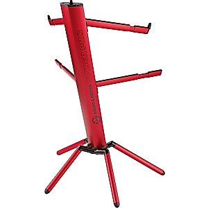 K&M Konig & Meyer 18860.000.36 Spider Pro Keyboard Stand | Height & Depth Adjustment For 2 Keyboards | Extendable Arms | Mic Boom Thread | Cable Clamp | Folds For Travel German Made Red Aluminum