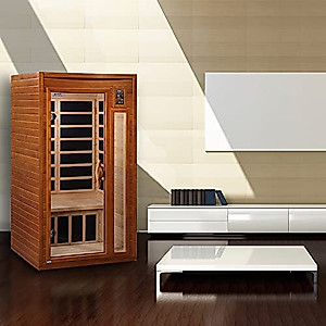 Dynamic Barcelona 1 to 2 Person Hemlock Wood Low EMF FAR Infrared Sauna For Home with LED Control Panel and Tempered Glass Door - Curbside Delivery