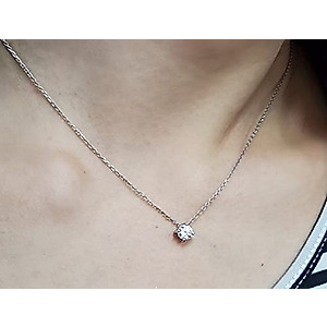 14k White Gold Finish 925 Sterling Silver 1.00Ct Rund Cut Cubic Zirconia Solitaire Pendant Necklace