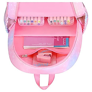 NXUEBDU Girls Backpack, Kids School Backpack with 15.6 Inch Laptop Compartments, Elementary Middle Bookbag for Travel Daypack (Pink)