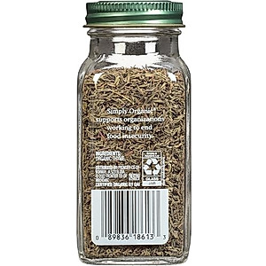 Simply Organic Whole Thyme Leaf, 0.78 Ounce Jar, Woodsy, Herbaceous, Plesantly Aromatic Thyme, Non GMO, NO ETO's, Kosher